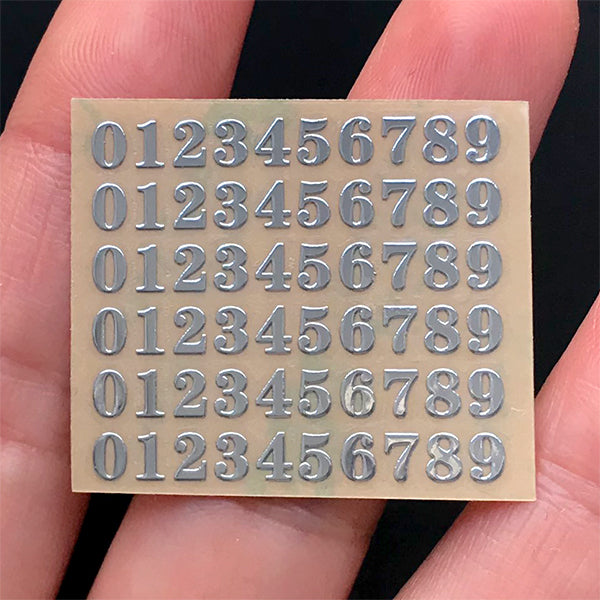 Metallic Silver Number Stickers in Small Size | Mini 0-9 Sticker | Res ...