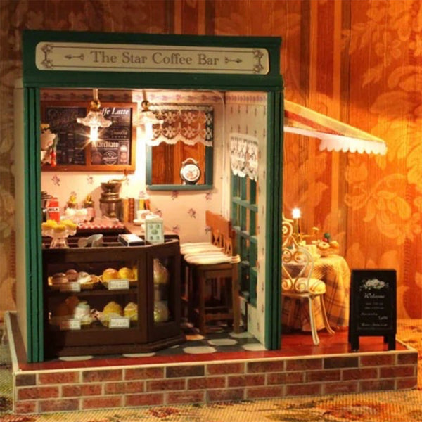 Miniature Cafe DIY Kit in 1:12 Scale | Dollhouse Star Coffee Bar | Dol ...