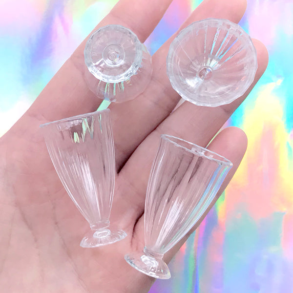 Miniature Milkshake Glasses | Dollhouse Fluted Parfait Sundae Cups | M ...