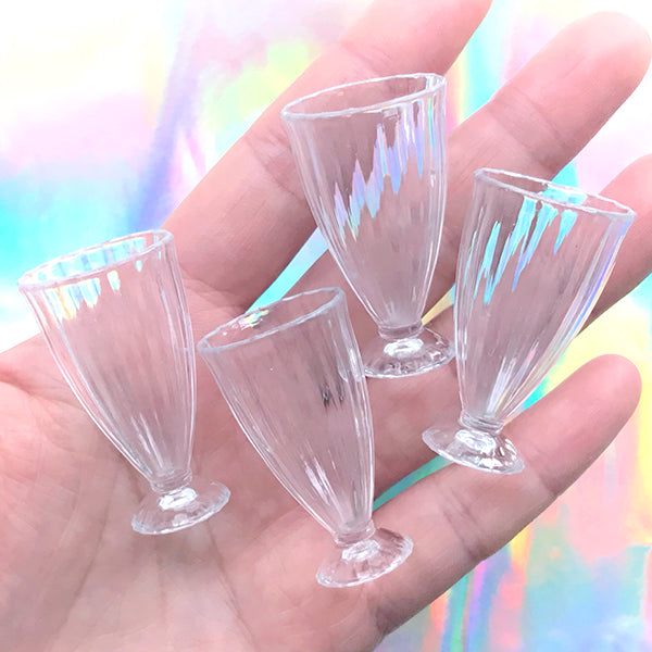 Miniature Milkshake Glasses | Dollhouse Fluted Parfait Sundae Cups | M ...