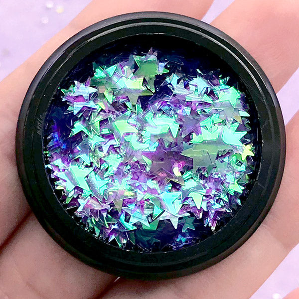 Aurora Borealis Star Confetti | Iridescent Glitter Flakes | Kawaii Emb ...
