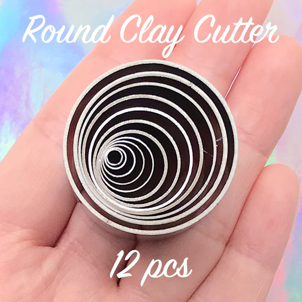 Circle Polymer Clay Cutters (Set of 12 pcs) | Stainless Steel Round Cu ...