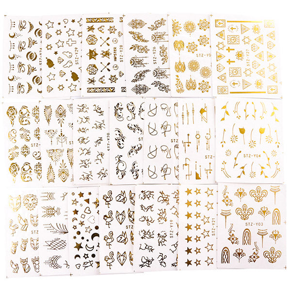 Water Transfer Sticker in Gold Foil Color (Set of 20 Sheets) | Clear F ...