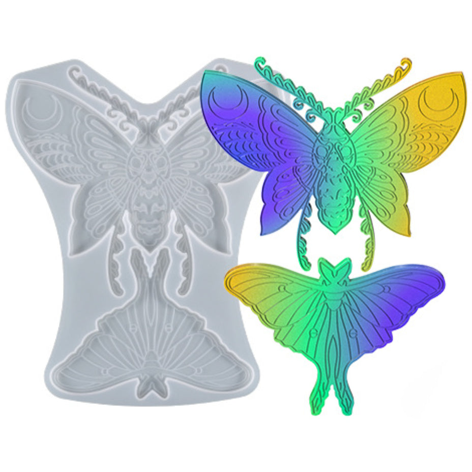 Large Moth and Butterfly Silicone Mold (2 Cavity) | Big Filigree Insec ...