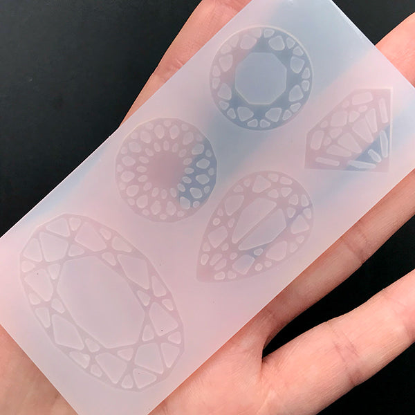 Gemstone Silicone Mold (5 Cavity) | Diamond Rhinestone Mold | Clear So ...