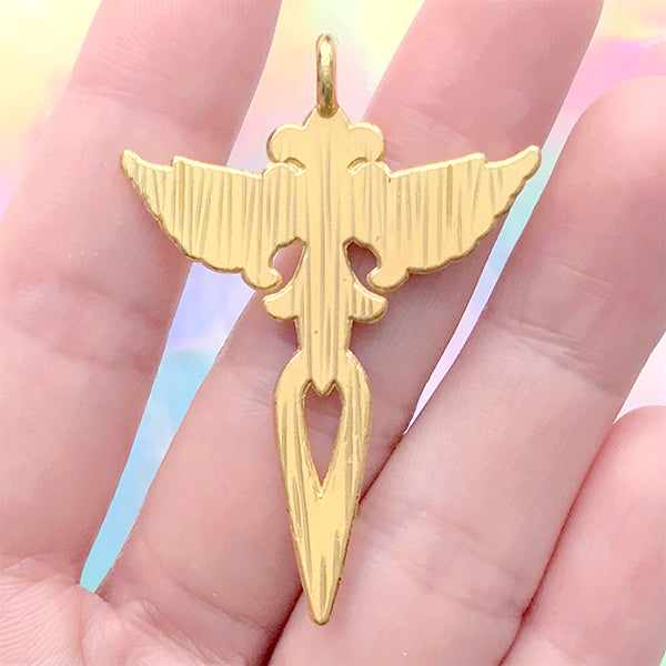 Angel Sword Charm | Winged Sword Pendant | Fantasy Jewelry Supplies (1 ...