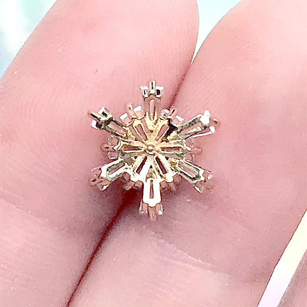 Rhinestone Bead Cap with Loop and Pin | Floral Snowflake Glue On Bails ...