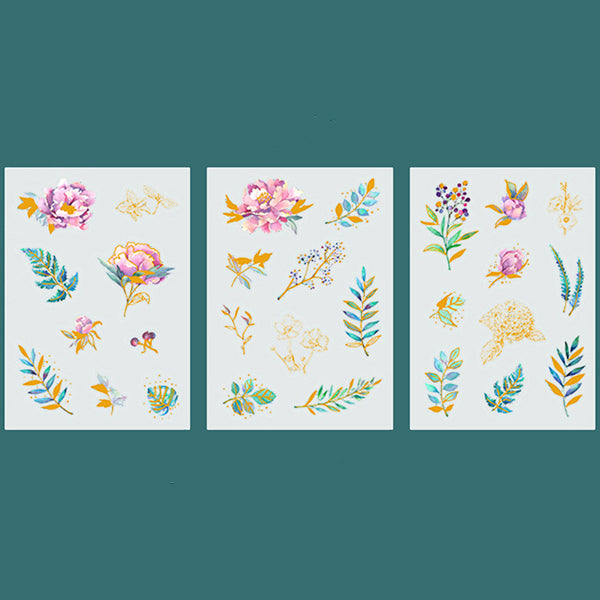 Peony Stickers with Gold Foil | Gold Foiled Flower Sticker | Golden Fl ...