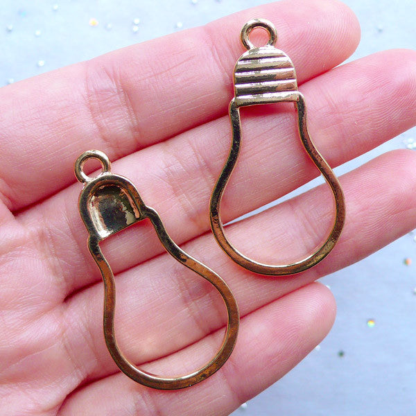 Light Bulb Open Back Bezel Charm | Hollow Bulb Pendant | Deco Frame fo ...