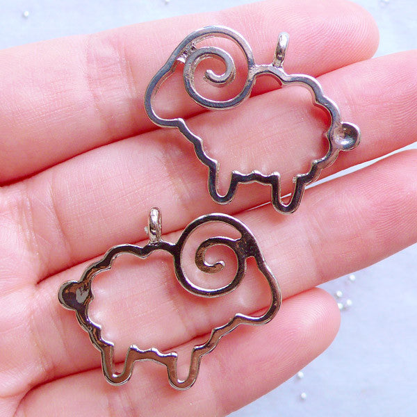 Merino Open Backed Bezel Charms | Sheep Pendant | Farm Animal Charm ...