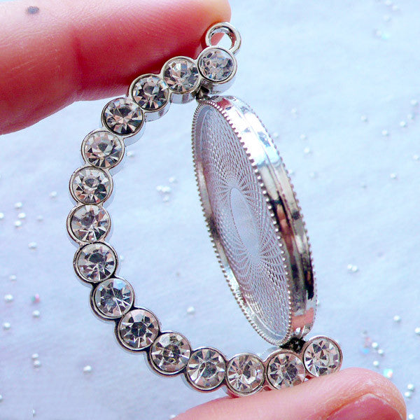 CLEARANCE Rotating Bezel Setting with Rhinestones | Round Bezel Cup Pe ...