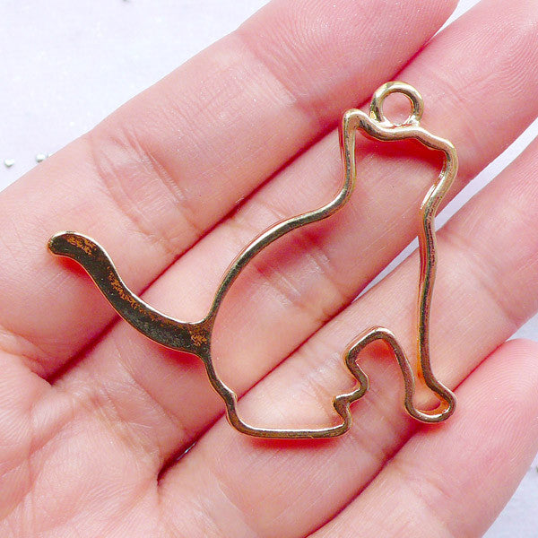 Cat Outline Pendant | Hollow Kitty Charm | Resin Jewelry Art Supplies ...