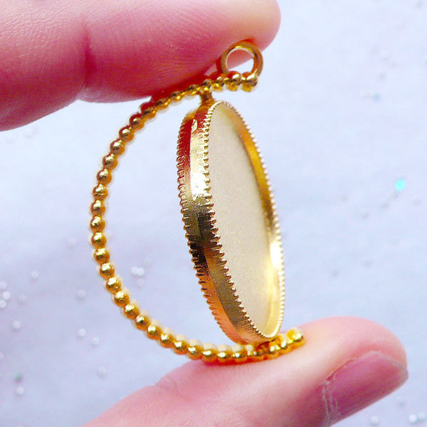 CLEARANCE Turnable Round Bezel Setting Charm | Rotating Bezel Tray Pen ...