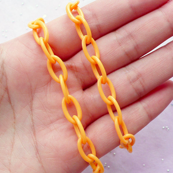 Kawaii Plastic Chain Link in 8mm | Whimsical Jewellery Making (Orange ...