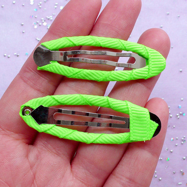 Neon Green Hair Clip | Blank Hair Slides | Cute Snap Hairclips | Hair ...