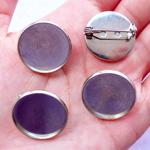 20mm Silver Bezel Brooches | Brooch Blanks with Round Bezel Tray | Bro ...