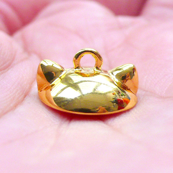 Cat Ears Bead Cap with Loop | 14mm Glue On Pearl Cup in Kitty Ear Shap ...