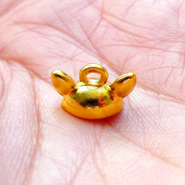 Mini Animal Ears Bead Cap with Loop | Small Pearl Cup | Glue On Bail f ...