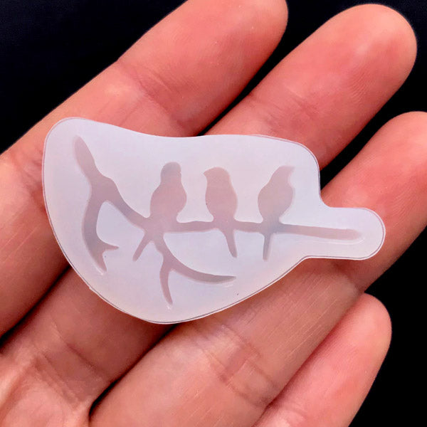 Birds on Branches Soft Mold | Nature Embellishment Mold | Animal Mould ...