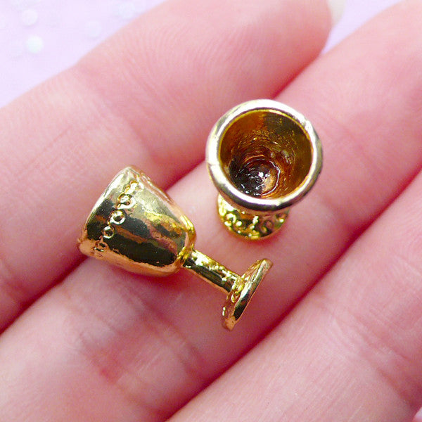 1:12 Scale Dollhouse Wine Goblets | Gold Miniature Wine Glass | Doll H ...