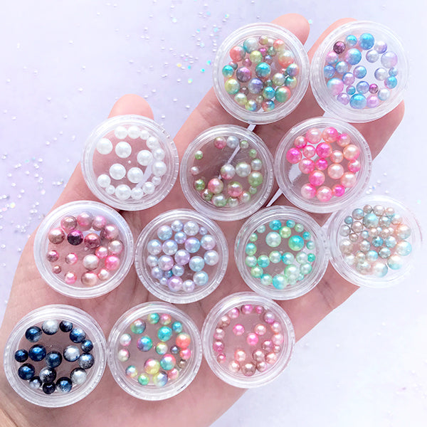 Assorted Rainbow Gradient Mermaid Pearl | Round ABS Pearl Assortment ...
