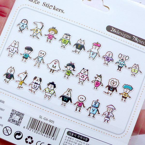Cute Initial Stickers in the Shape of Little People | Alphabet Sticker ...