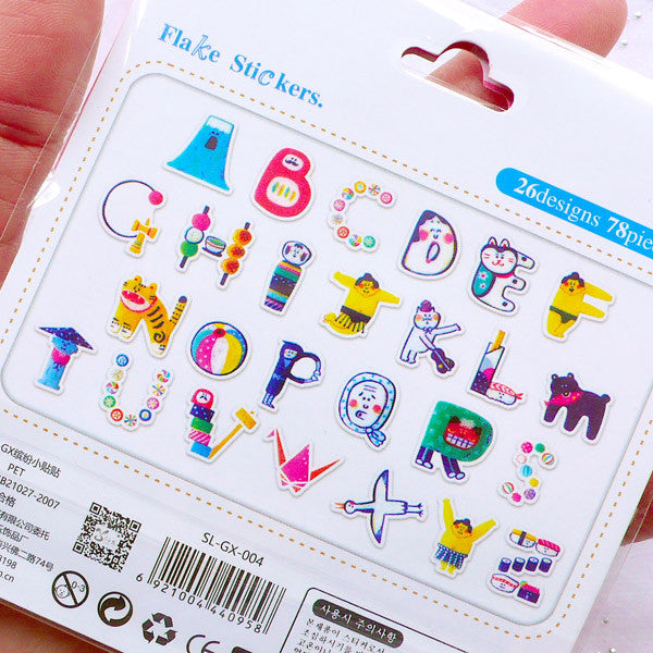 Alphabet Sticker Flakes in the theme of Japanese Culture | Vintage Toy ...
