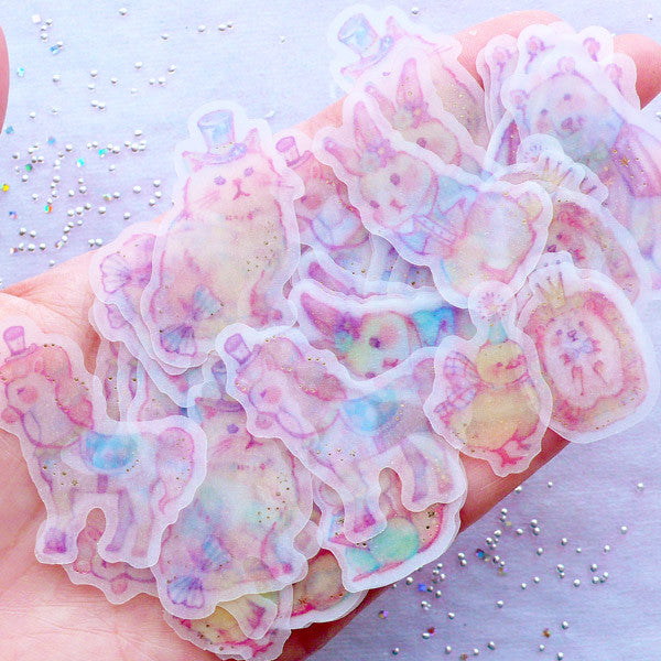 Pastel Animal Stickers with Gold Foil | Pastel Kei Planner Stickers ...