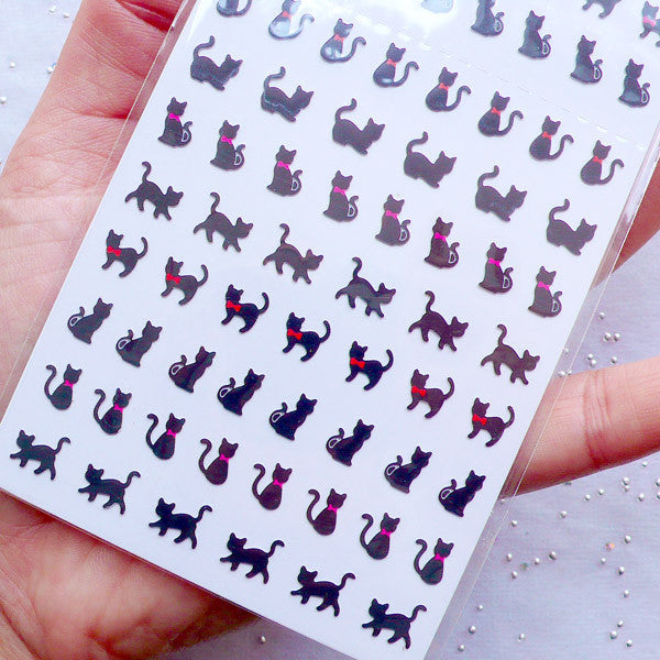 Mini Black Cat Stickers | Tiny Planner Stickers | Kawaii Animal Sticke ...