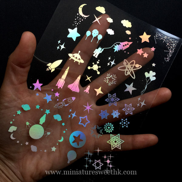 Space Themed Holographic Clear Film for Resin Craft | Spacecraft Rocke ...
