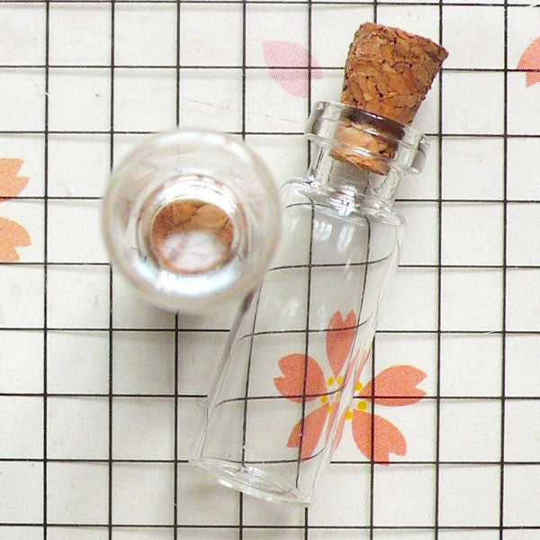 Mini Glass Vile with Cork (28mm x 10mm / 0.7ml / 2pcs) Long Tiny Glass ...