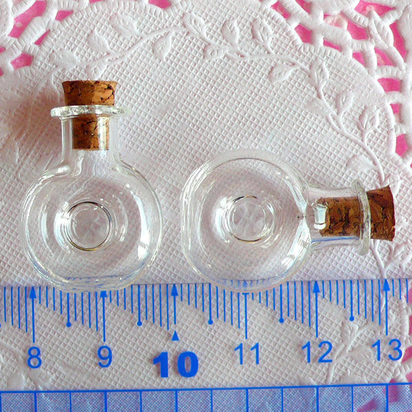 Small Glass XO Bottle w/ Cork (25mm x 20mm / 2 pcs) Miniature Jar Tiny ...