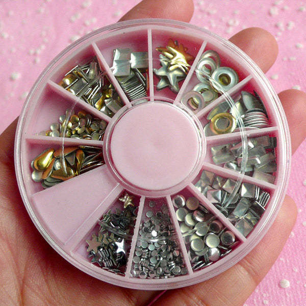 Tiny Rivet Shape Cabochon Wheel (Silver, Gold / Square Star Round Tear ...
