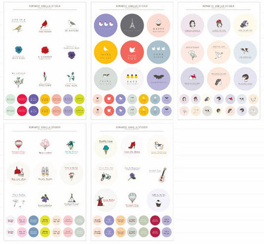 Romantic Vanilla Sticker Set by Ann House (5 Sheet) Seal Sticker Scrap ...