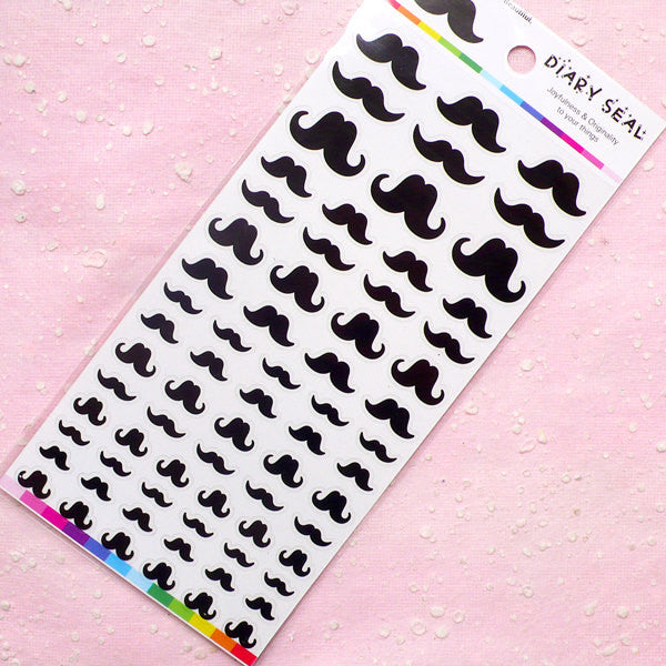 Mustache Seal Sticker (1 Sheet) Kawaii Funny Scrapbooking Party Decor ...