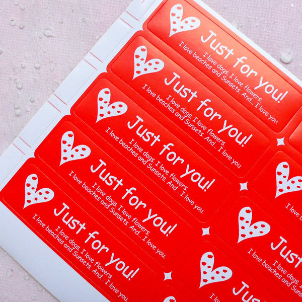 Just For You Sticker (20pcs / Red) Gift Decoration Gift Wrapping Party ...