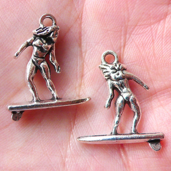 CLEARANCE 3D Surfer Charm Water Sports Charm (5pcs / 19m x 22mm / Tibe ...