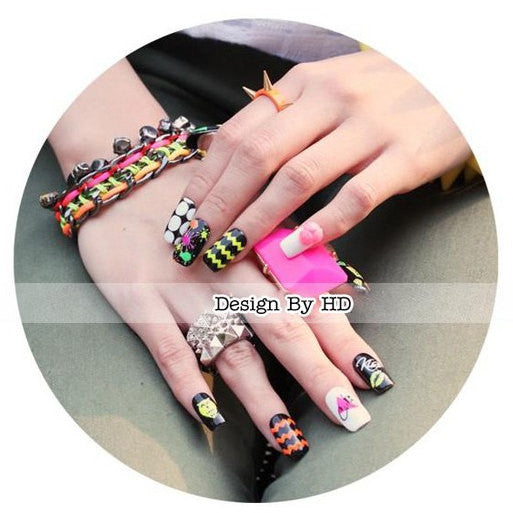 Neon Paint Splash Nail Sticker / Whimsical Nail Art / Kitsch Nail Deco ...
