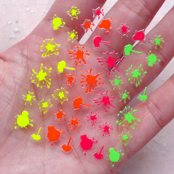 Neon Paint Splash Nail Sticker / Whimsical Nail Art / Kitsch Nail Deco ...