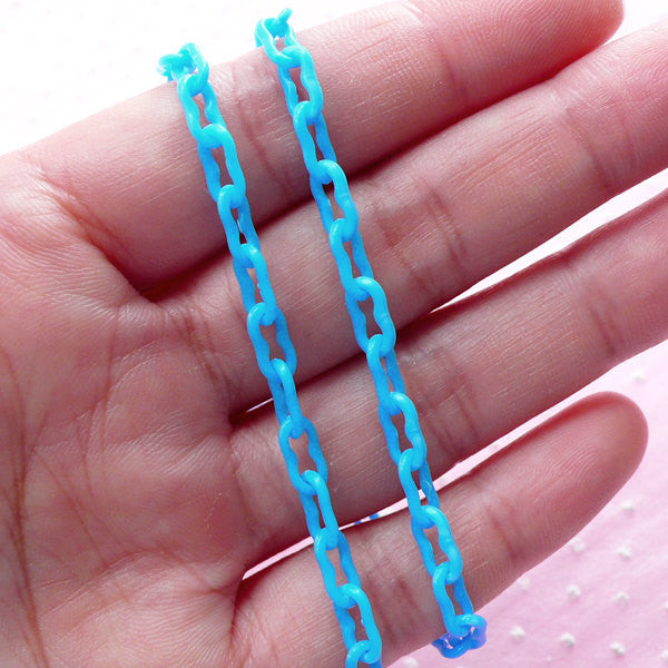 Colorful Plastic Chain 4mm (Blue) (40cm or 15 inches / 2 pcs) Kawaii D ...