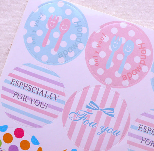 Colorful Handmade Stickers / Espescially For You Sticker / Stripe Polk ...