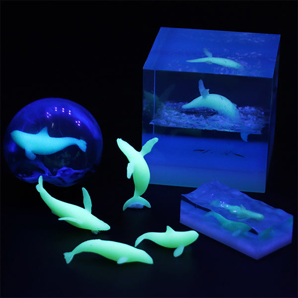Miniature Gray Whale | Glow in the Dark Resin Inclusion | 3D Marine Li ...