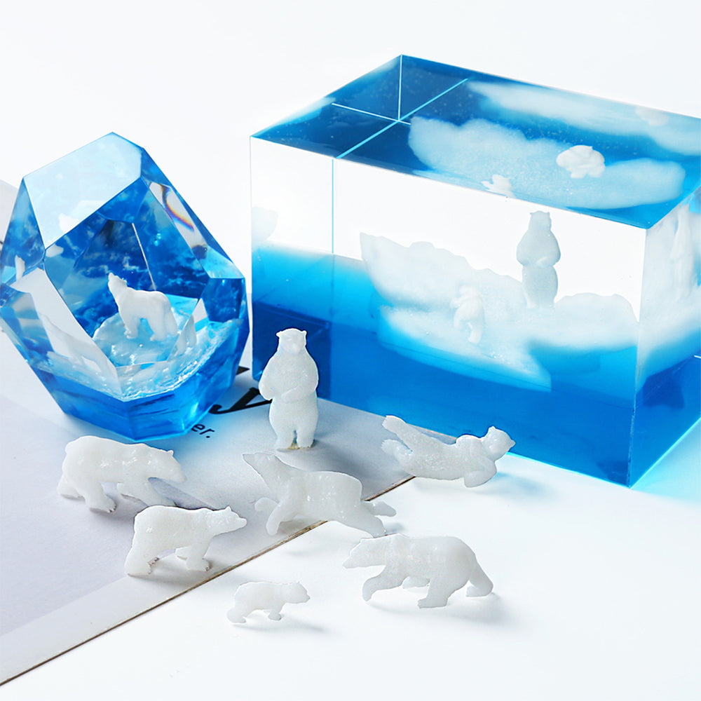 Miniature Polar Bear Figurine | 3D Animal Resin Inclusion for Resin Wo ...
